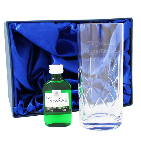 Gin Personalised Crystal Glass & Miniature Gift Set : Personalised and ...